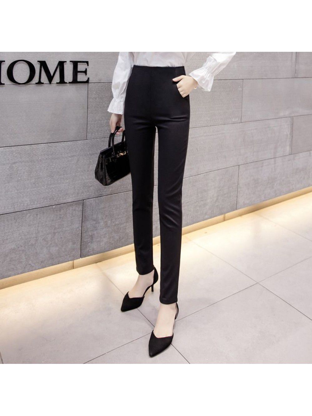 Side zipper pants women's professional wear super high waist trousers ...